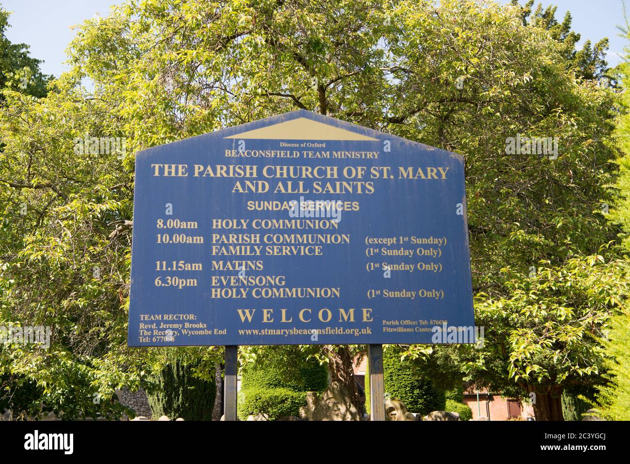Information board at the entrance to the Parish Church of St. Mary and ...