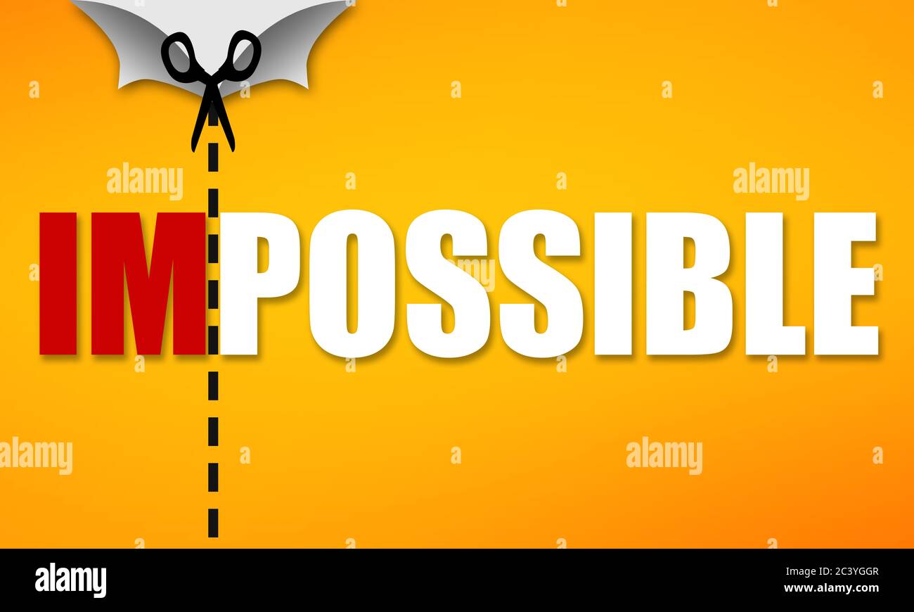Making impossible to possible by scissors, 3d rendering Stock Photo - Alamy