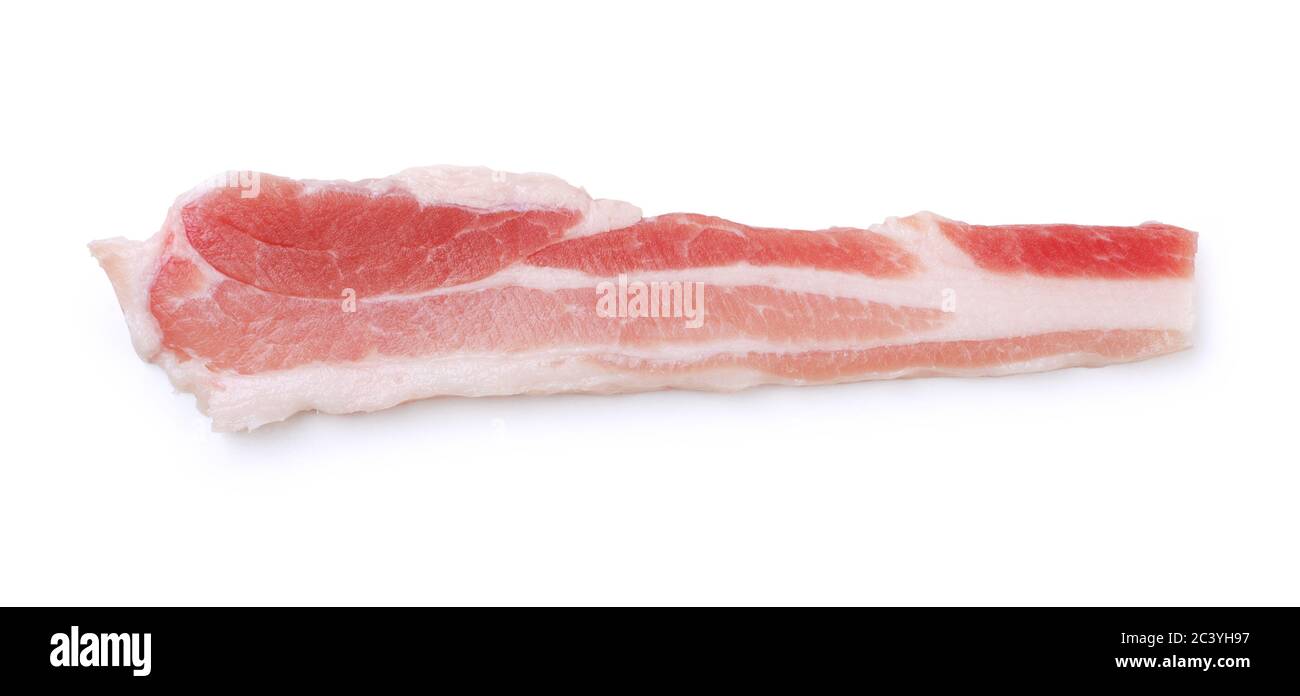 Raw bacon isolated on white background Stock Photo - Alamy