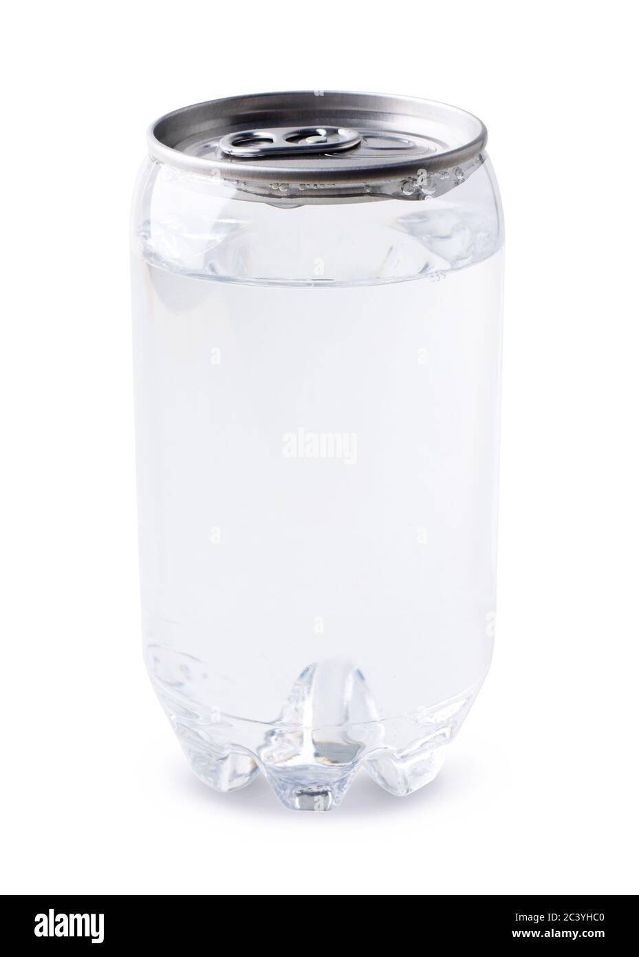 Blank transparent packaging beverage can for mock-up isolated on white ...