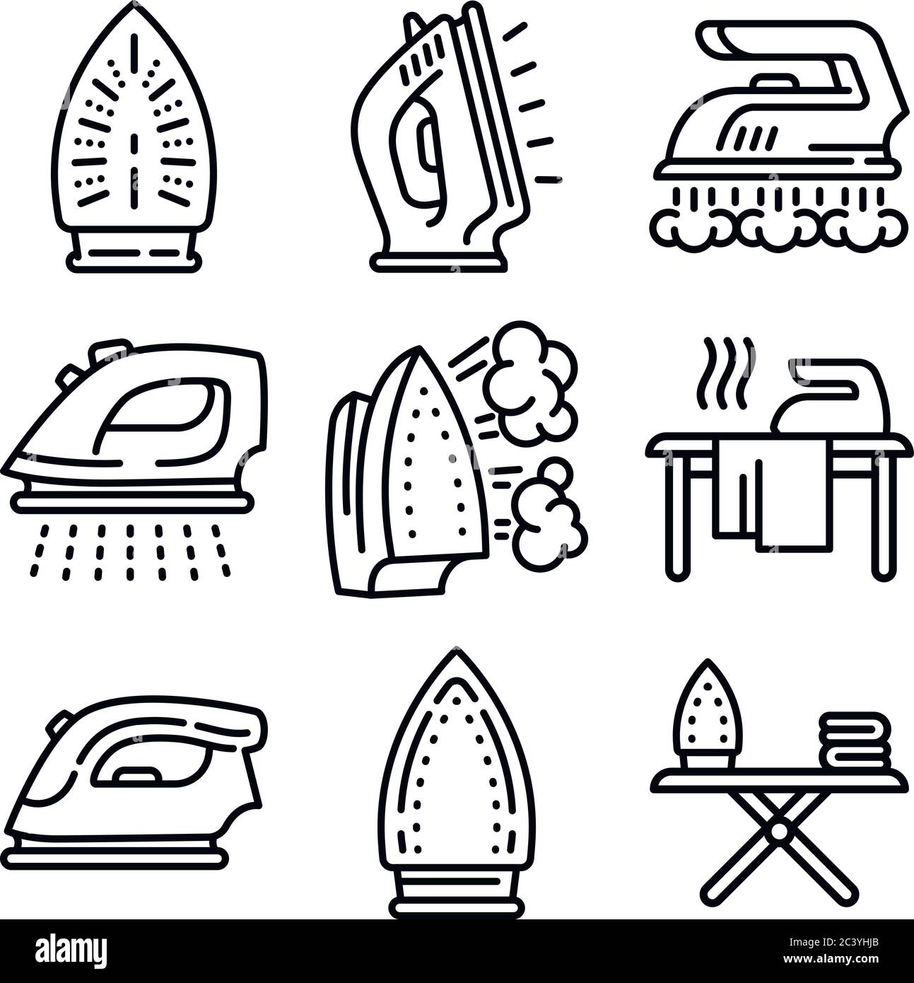 Smoothing-iron icons set. Isometric set of smoothing-iron vector icons ...