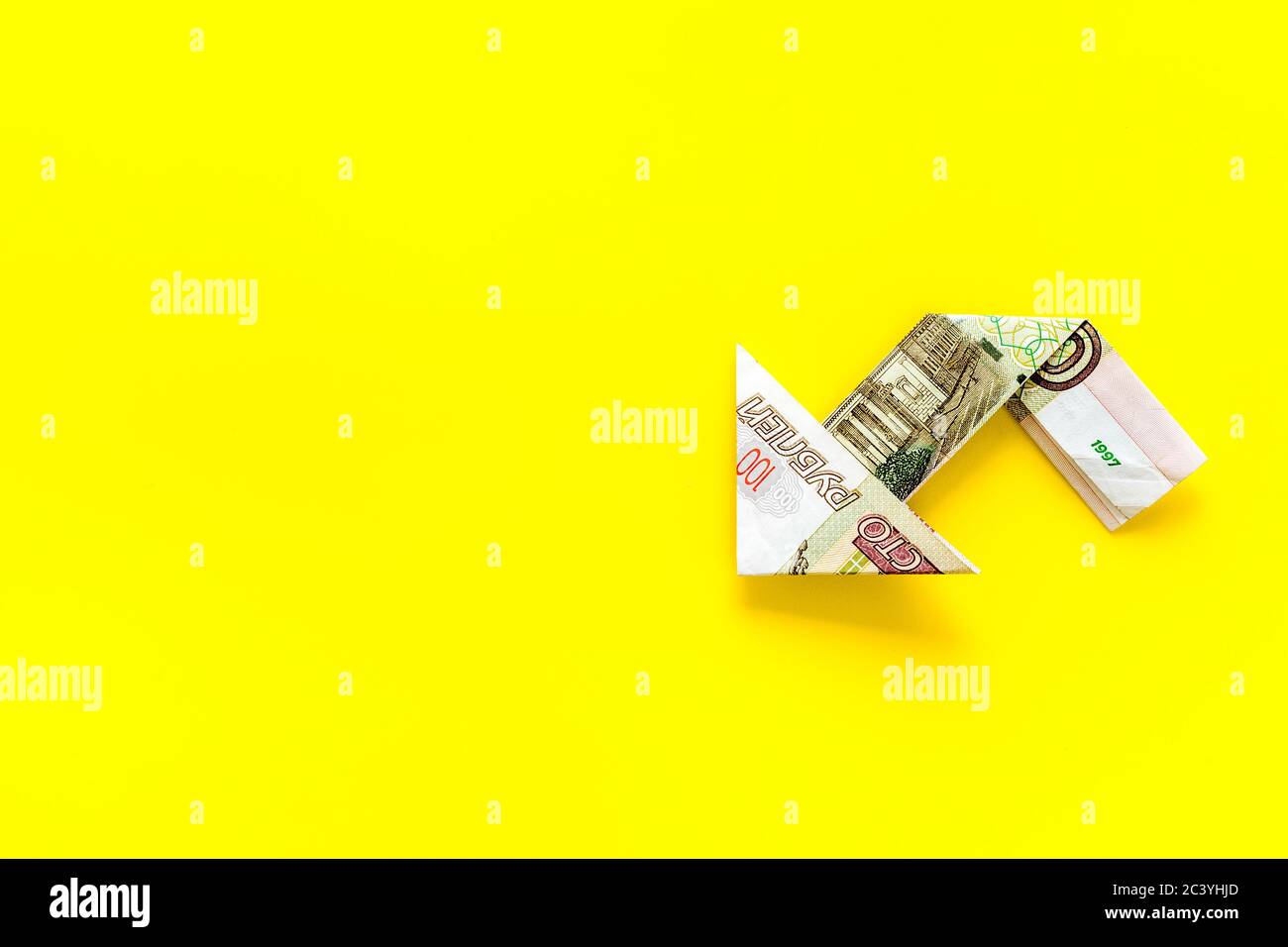 Arrow of russian ruble chart - currency trading concept Stock Photo - Alamy