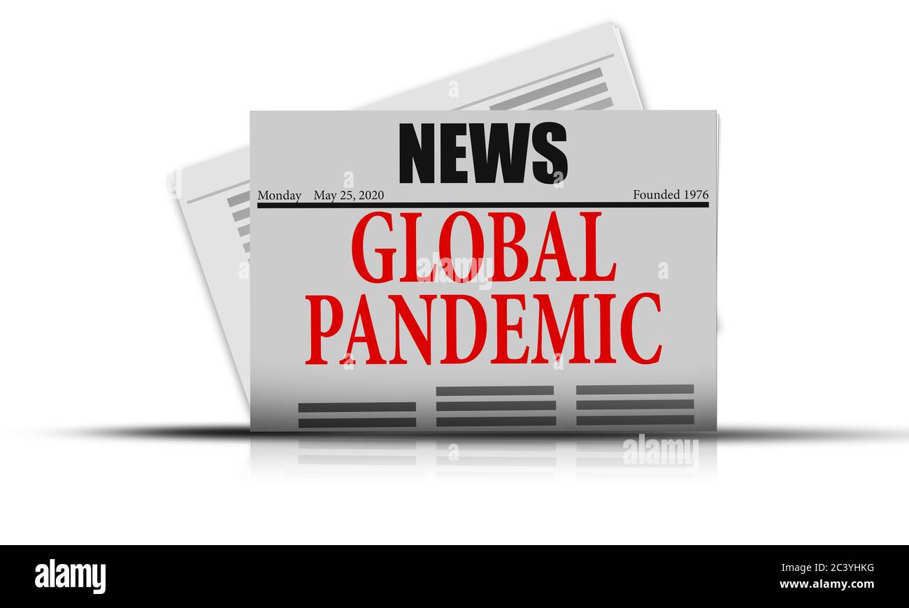 Newspaper front page alert global pandemic outbreak, 3d rendering Stock ...