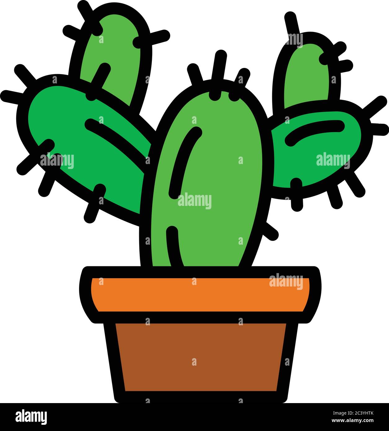 Cactus pot icon. Outline cactus pot vector icon for web design isolated ...