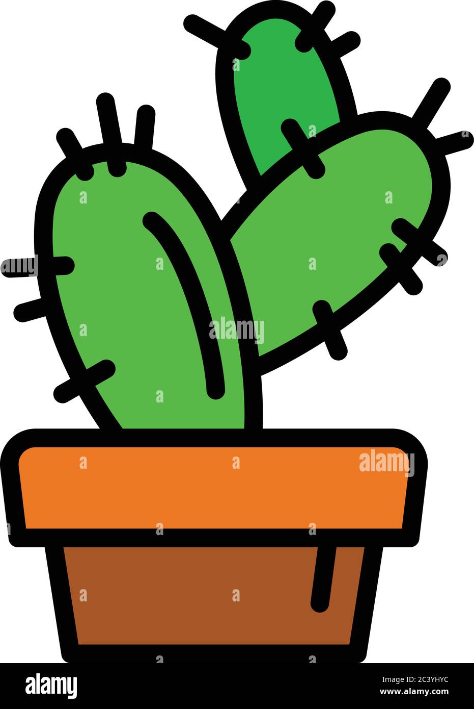 Decorative cactus pot icon. Outline decorative cactus pot vector icon ...