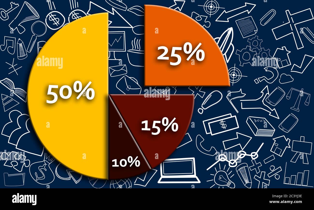 Pie chart with twenty five percent portion cut out, 3d rendering Stock ...