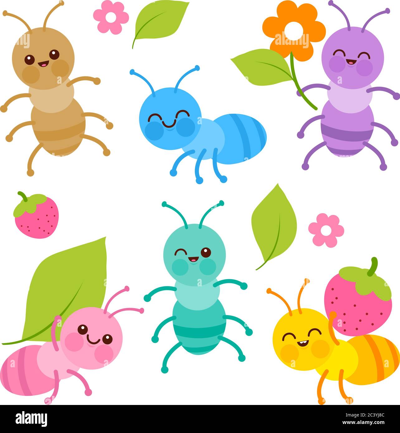 Cute colorful baby ant bugs. Vector illustration Stock Vector Image ...