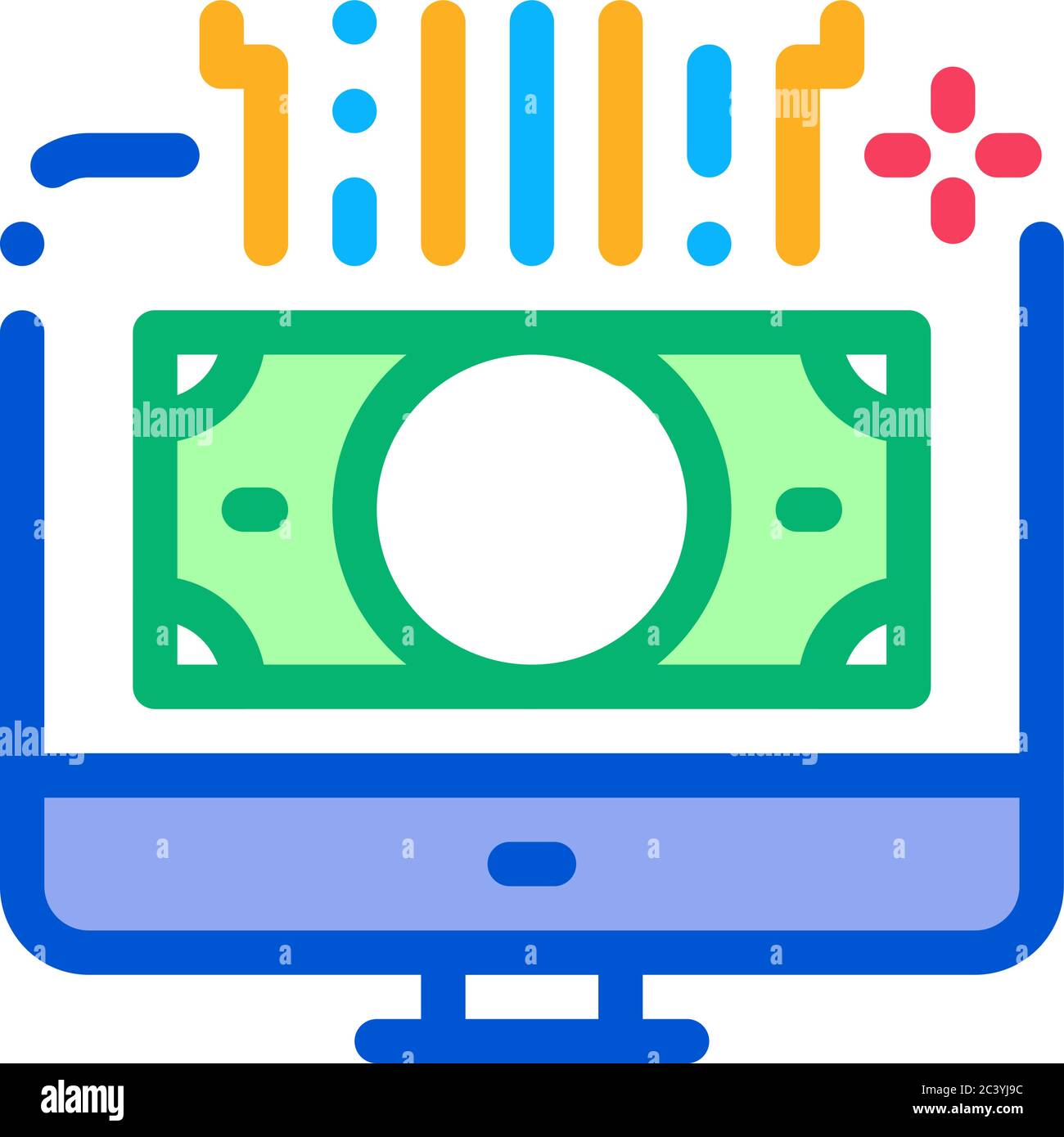 internet money computer screen icon vector outline illustration Stock ...