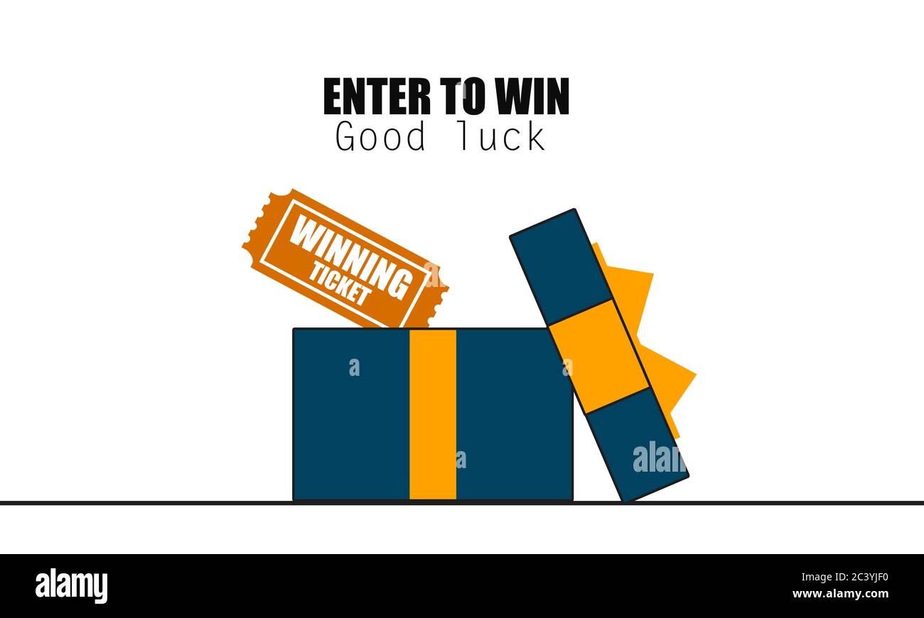 Prize box opening with enter to win word, 3d rendering Stock Photo - Alamy