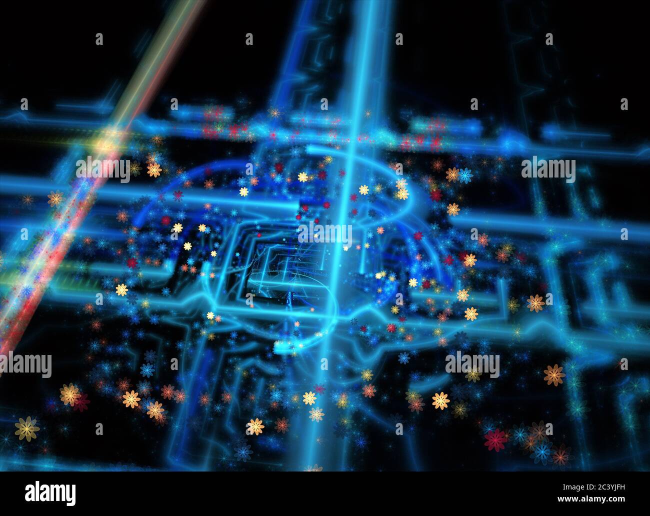 Dynamic curves ands color pattern. Fractal graphics. Science and ...