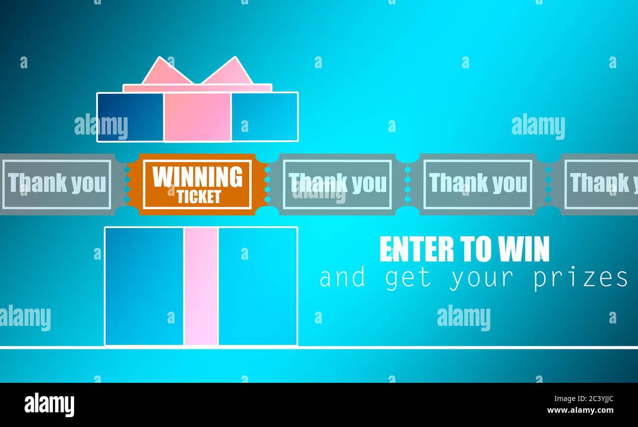 Prize box opening with to winning ticket selected, 3d rendering Stock ...