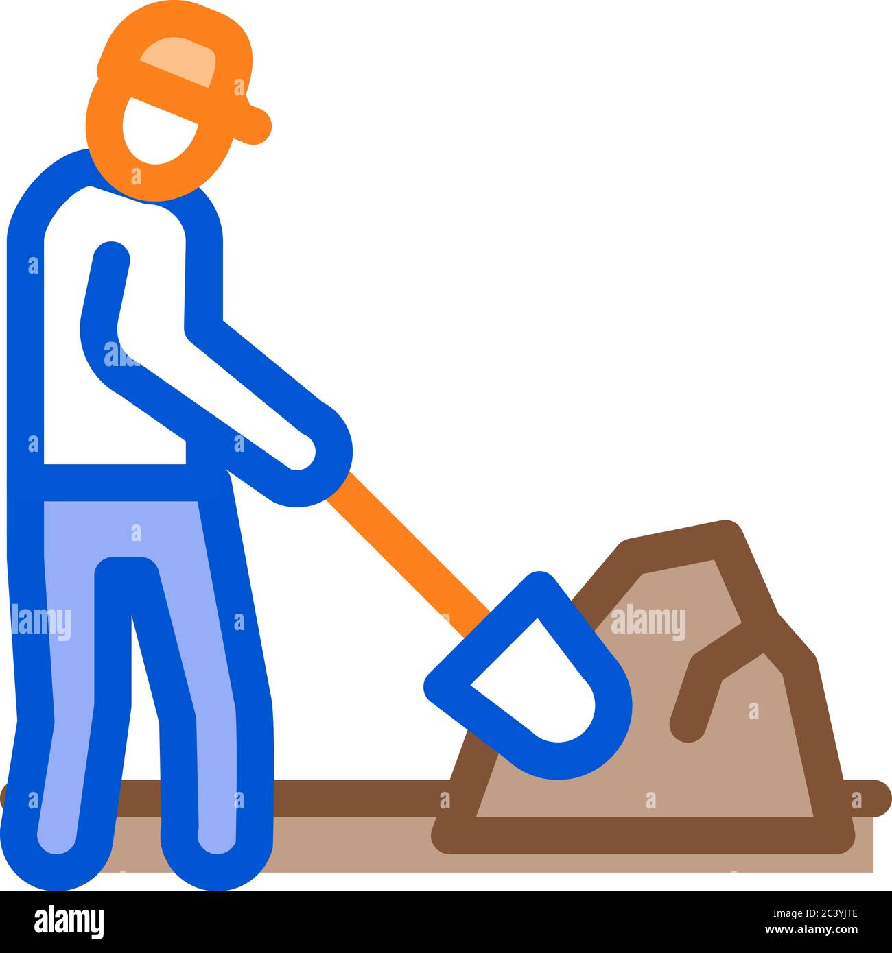 worker digging icon vector outline illustration Stock Vector Image & Art - Alamy