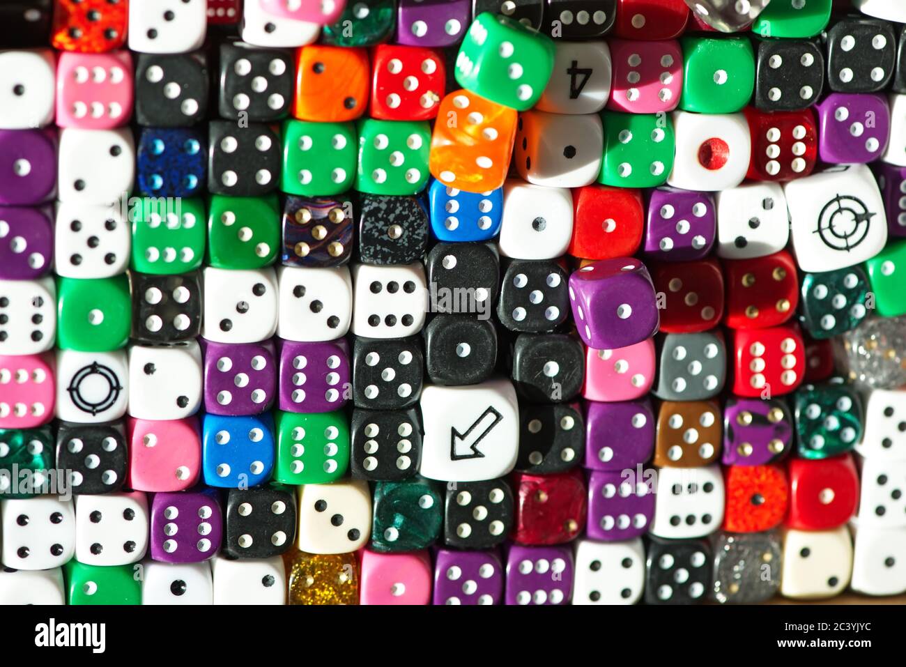 Dice for the game, random number Theory Stock Photo - Alamy