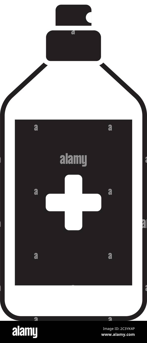 antiseptic in a bottle with a spray , silhouette style icon vector ...
