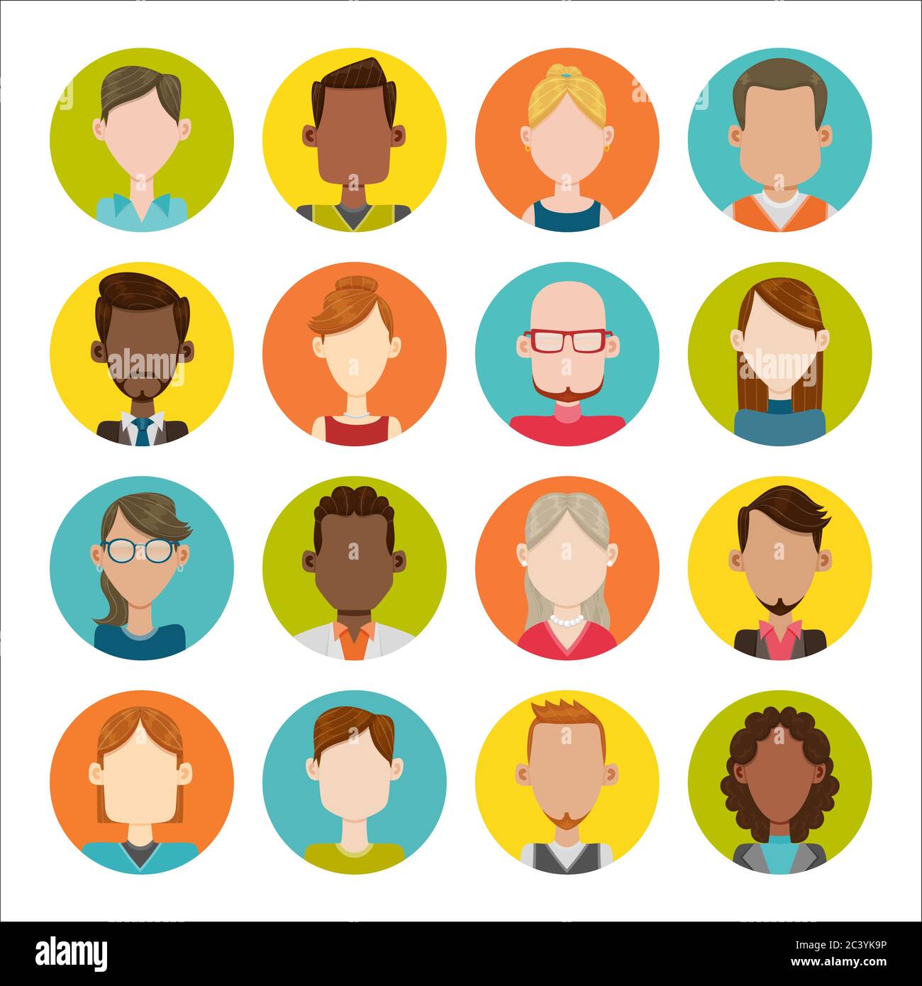 People avatar set. Colorful round icons with male and female avatars ...