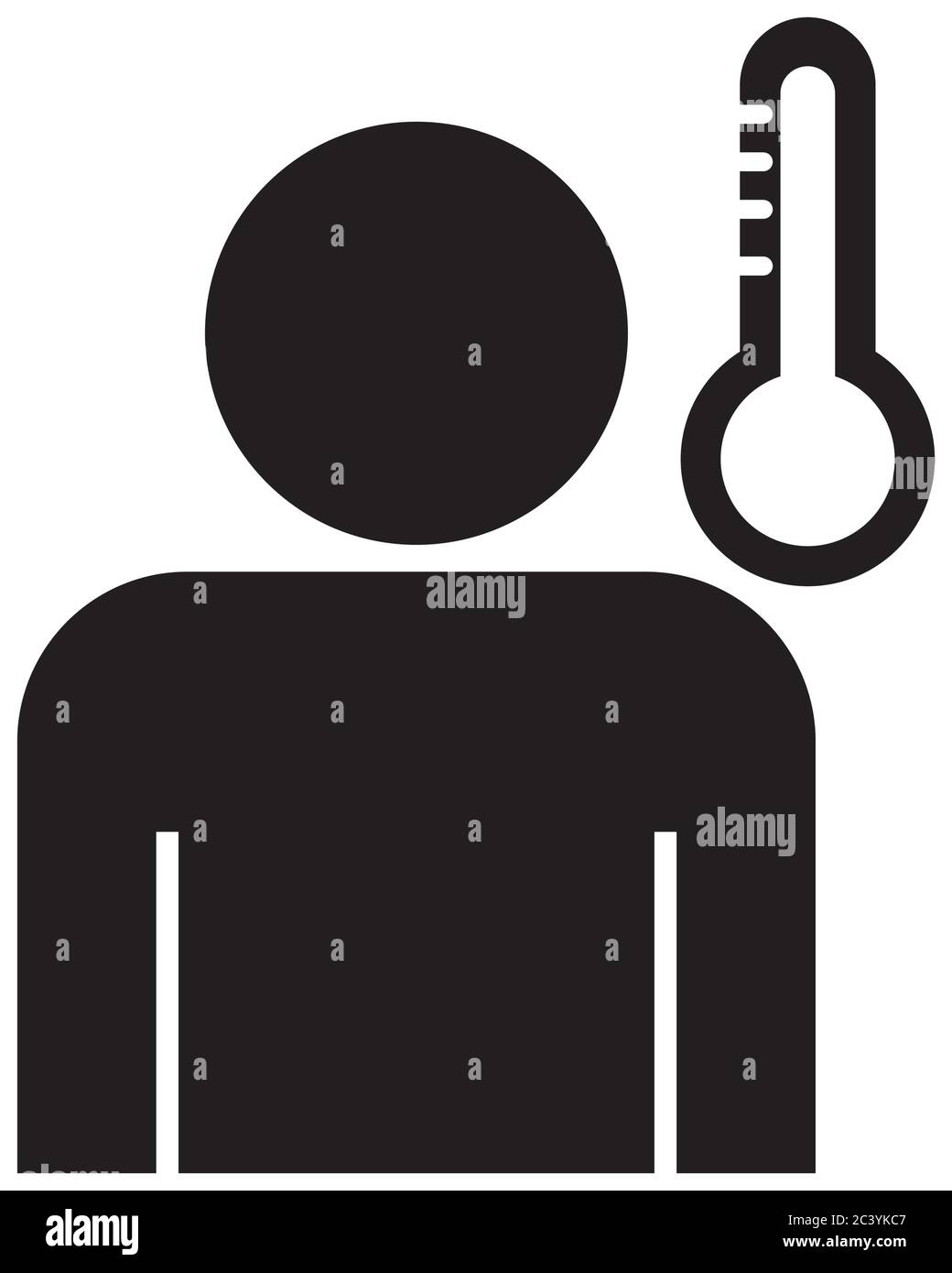 profile human with fever and thermometer , silhouette style icon vector ...