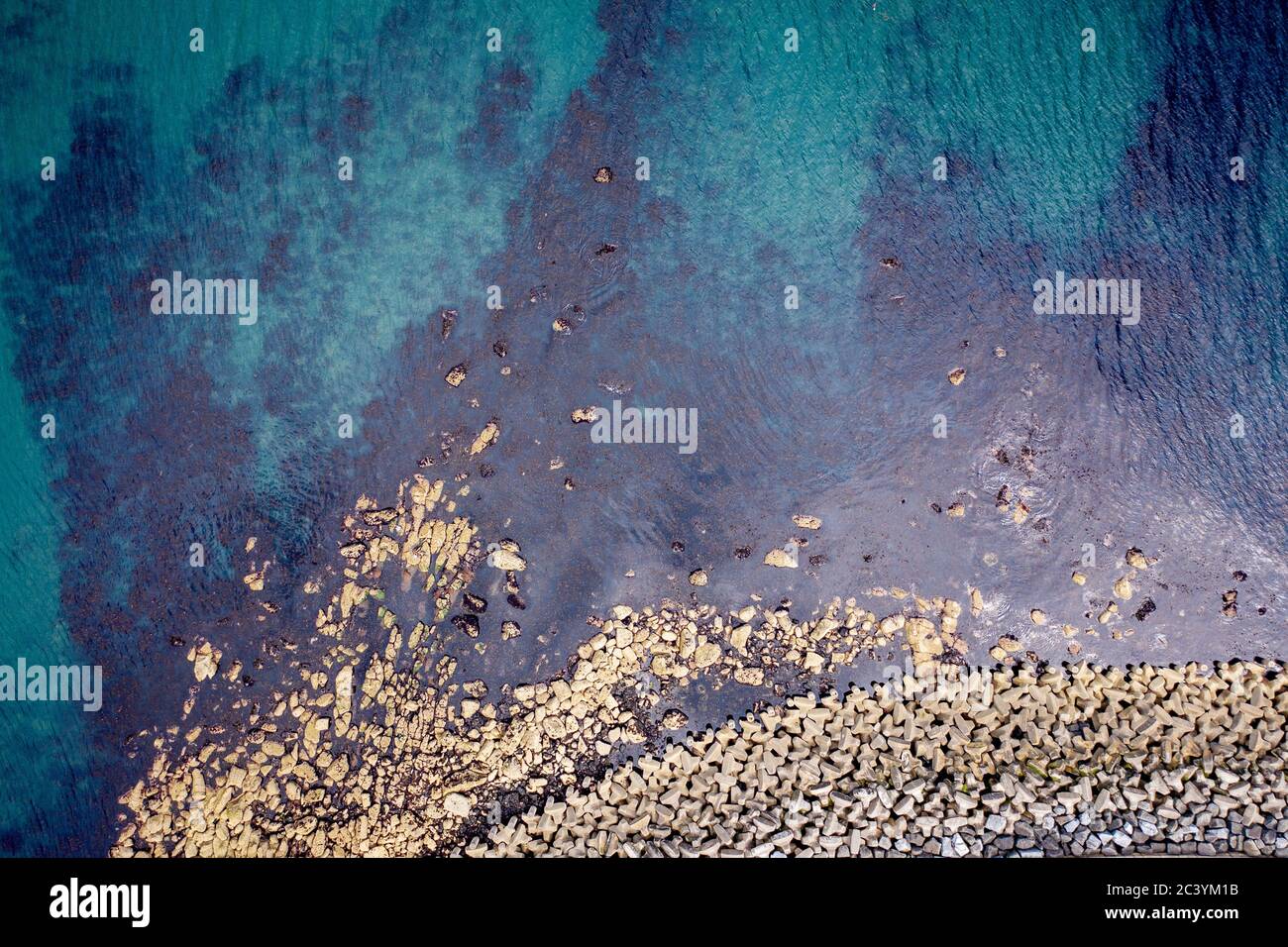 A top down aerial view of Scarborough's North bay showing the seabed ...