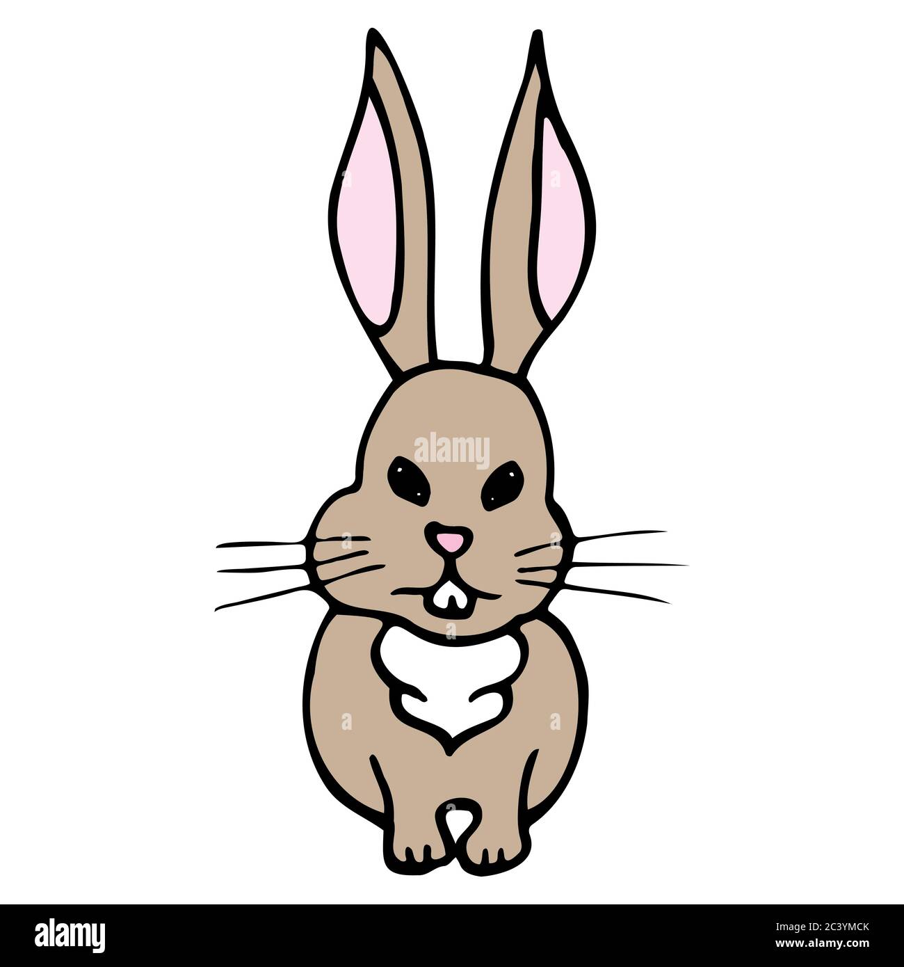 Hand drawn colorful hare. Cartoon color hare outline doodle style ...