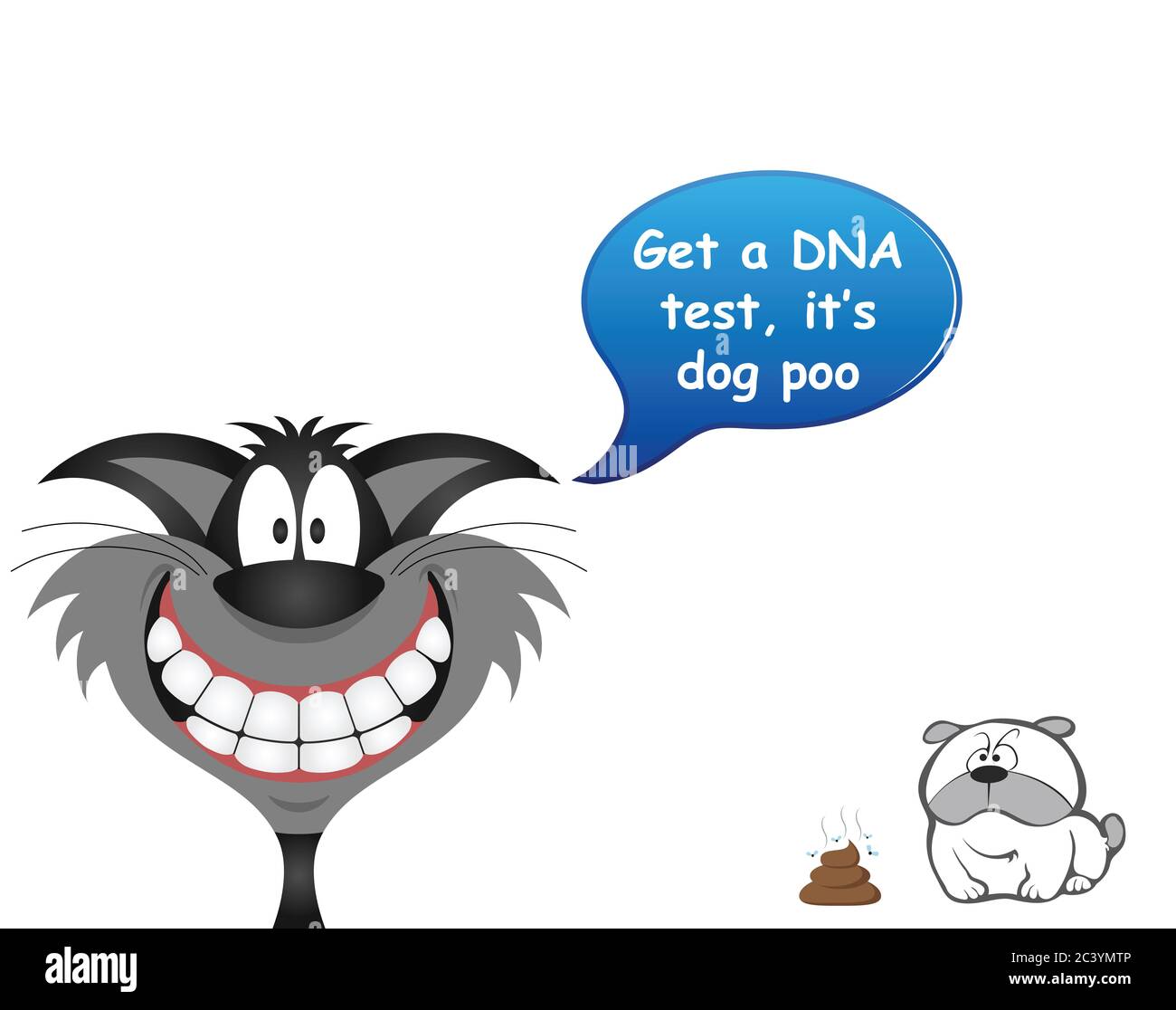 Comical cat blaming the innocent dog for a stinking mess on the floor ...