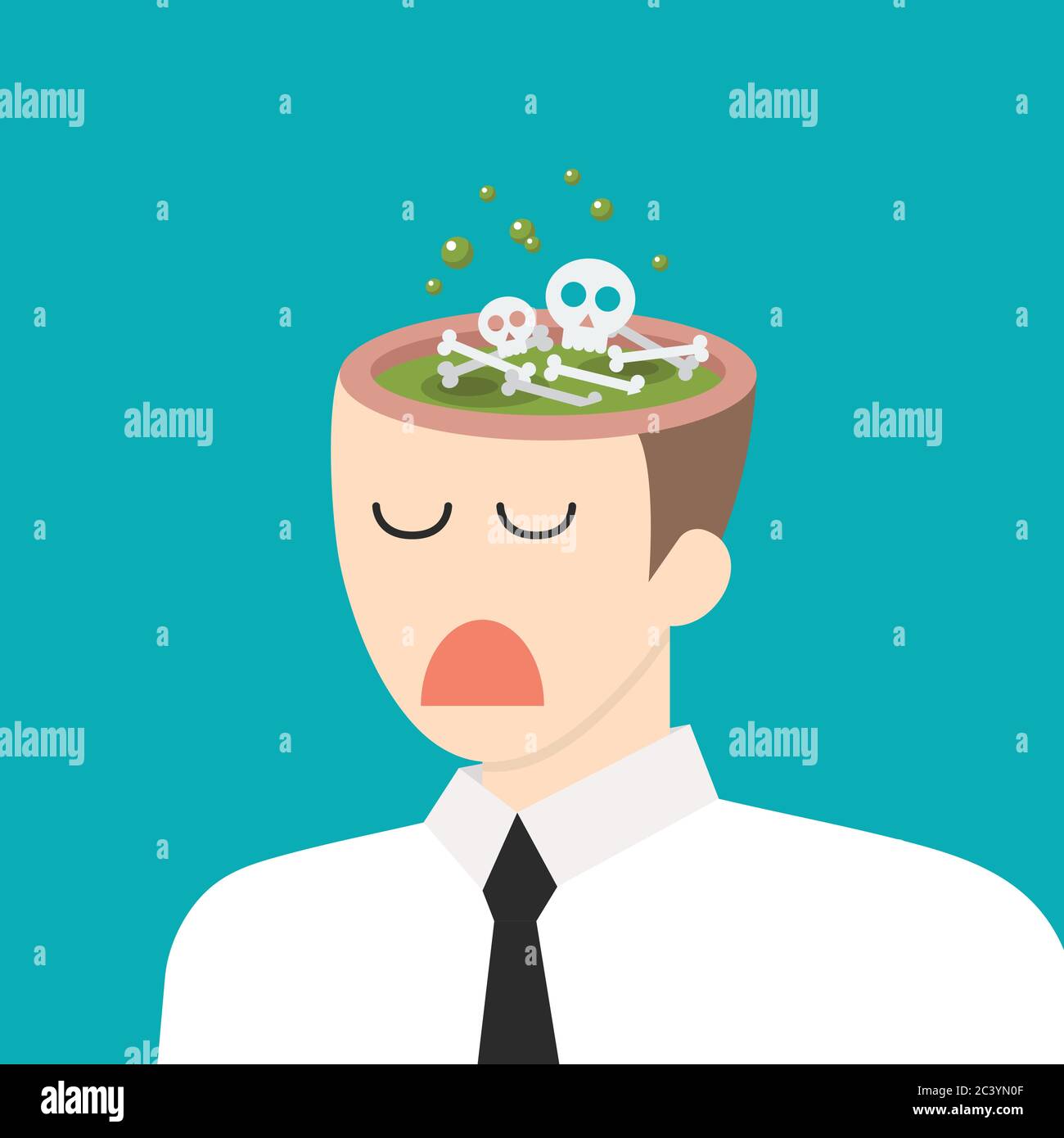 Toxic idea in businessmen head. Negative thinking idea concept vector ...