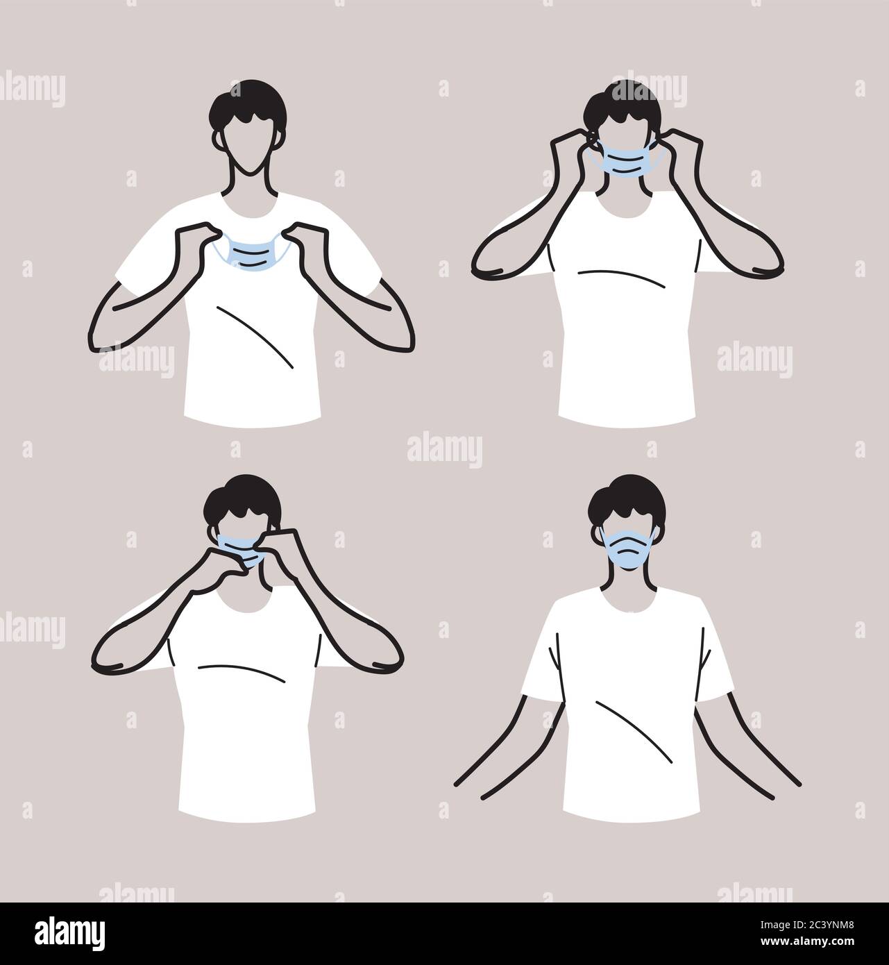 how to wear a mask correct, men presenting the correct method of ...