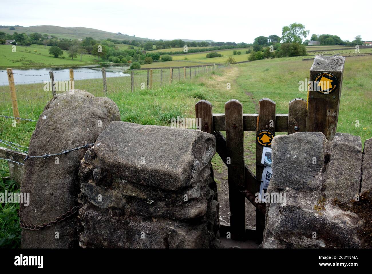 Wooden Gate & Stile in Dry Stone Wall near Foulridge Upper Reservoir on ...