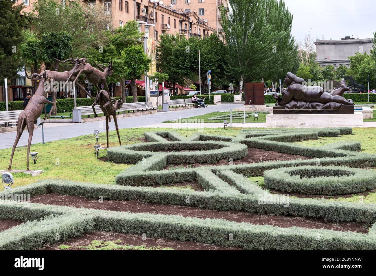Statue 'Impala Leap' by the UK artist Saraj Guha & Fernando Botero ...