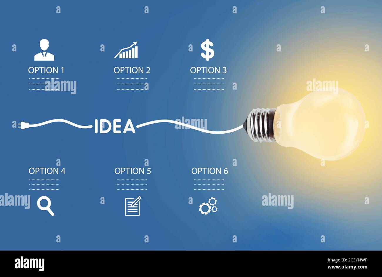 Business Ideas And Strategies. Glowing Light Bulb With Word Idea On ...