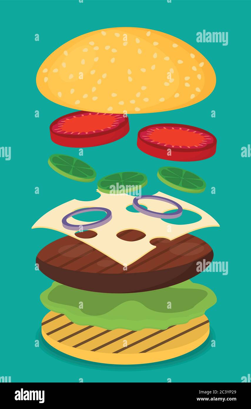 Hamburger flat design vector Stock Vector Image & Art - Alamy