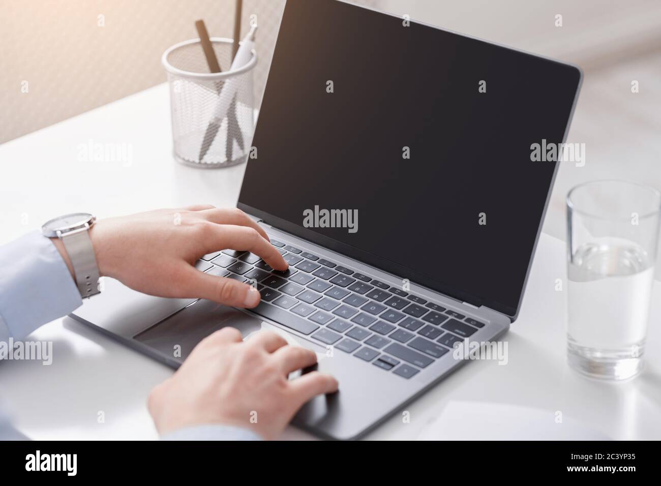 Work with modern technology remotely from home or workplace Stock Photo ...