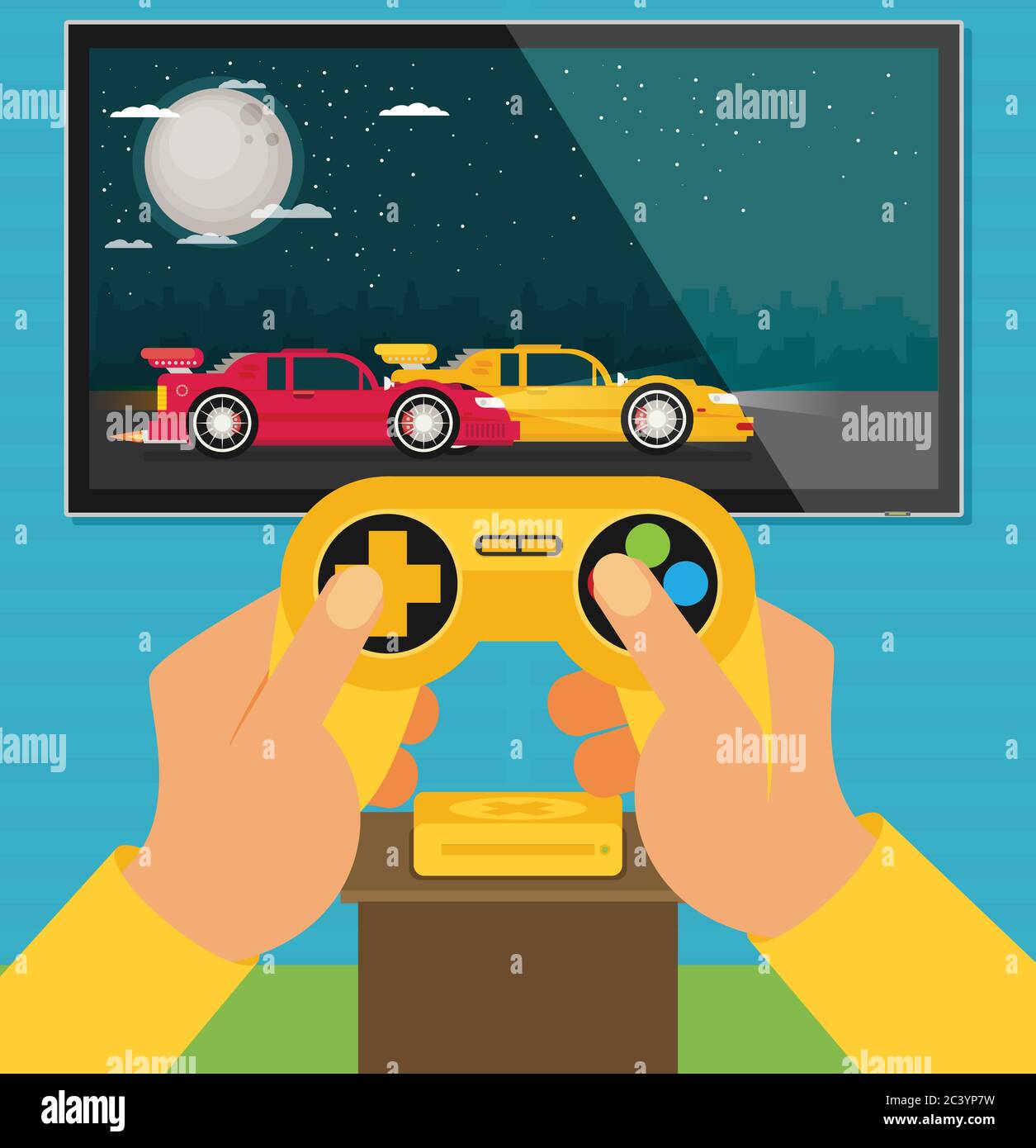 Vector flat video game illustration. Racing game Stock Vector Image ...