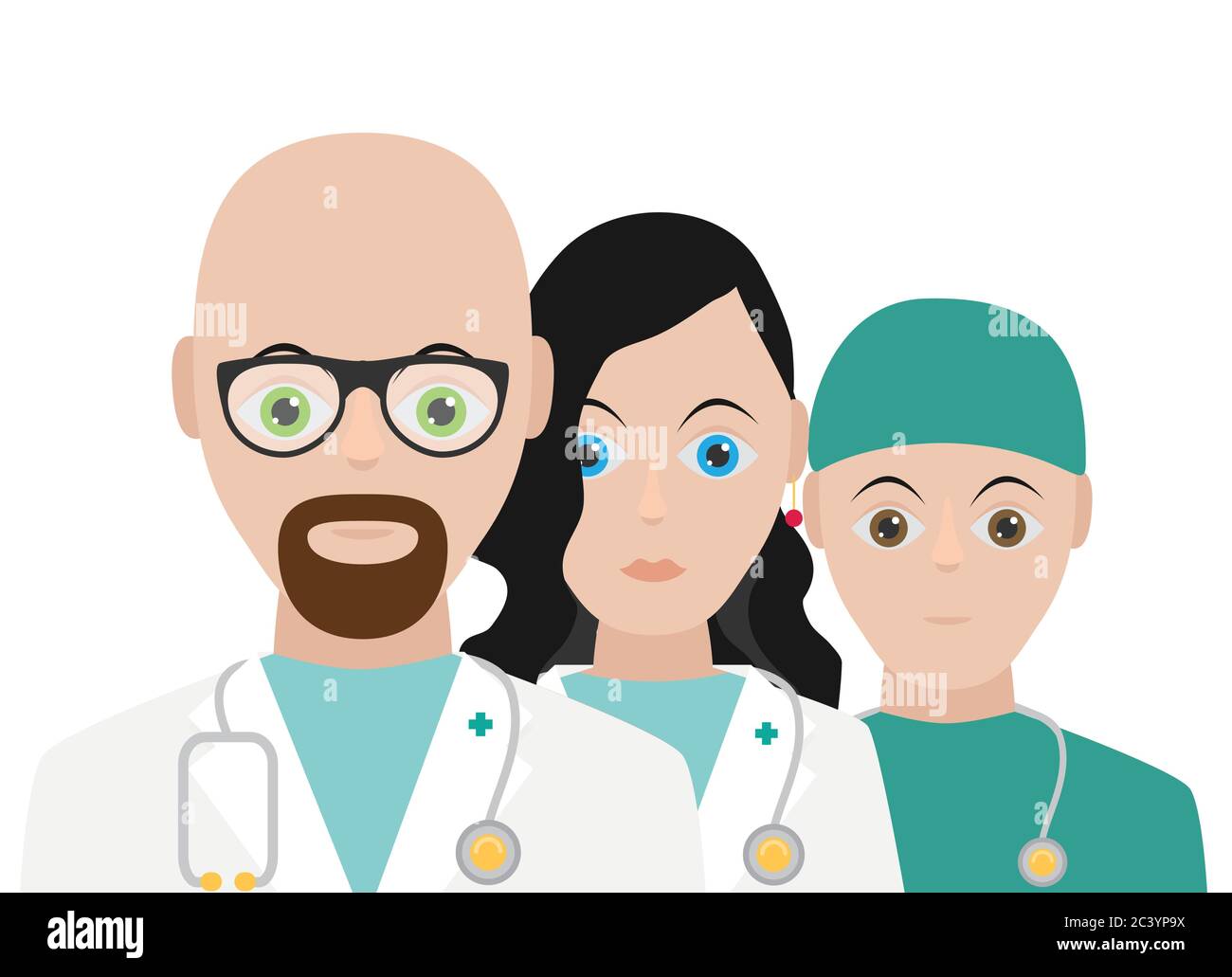 Flat vector doctor set isolated on white background Stock Vector Image ...