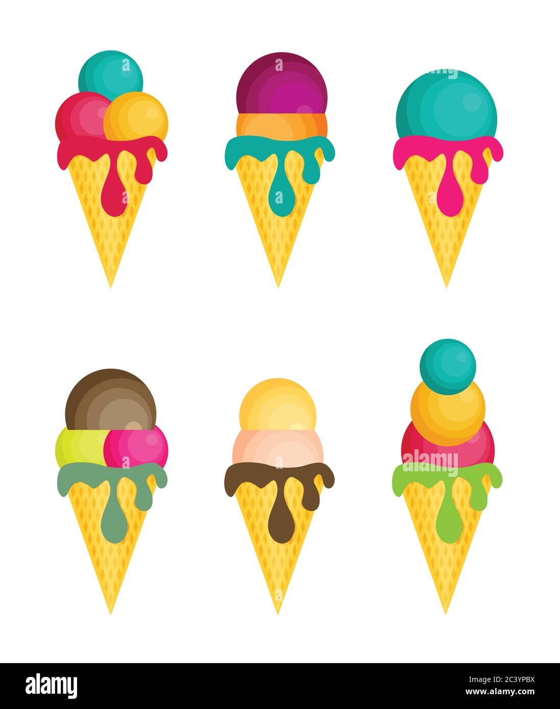 Flat vector of Ice Cream set isolated on white background Stock Vector ...