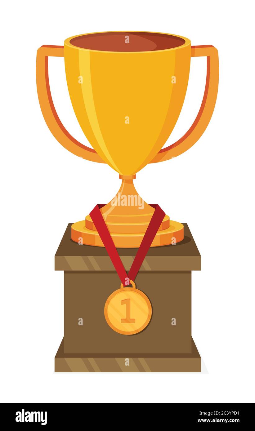Flat vector golden cup with medal Stock Vector Image & Art - Alamy