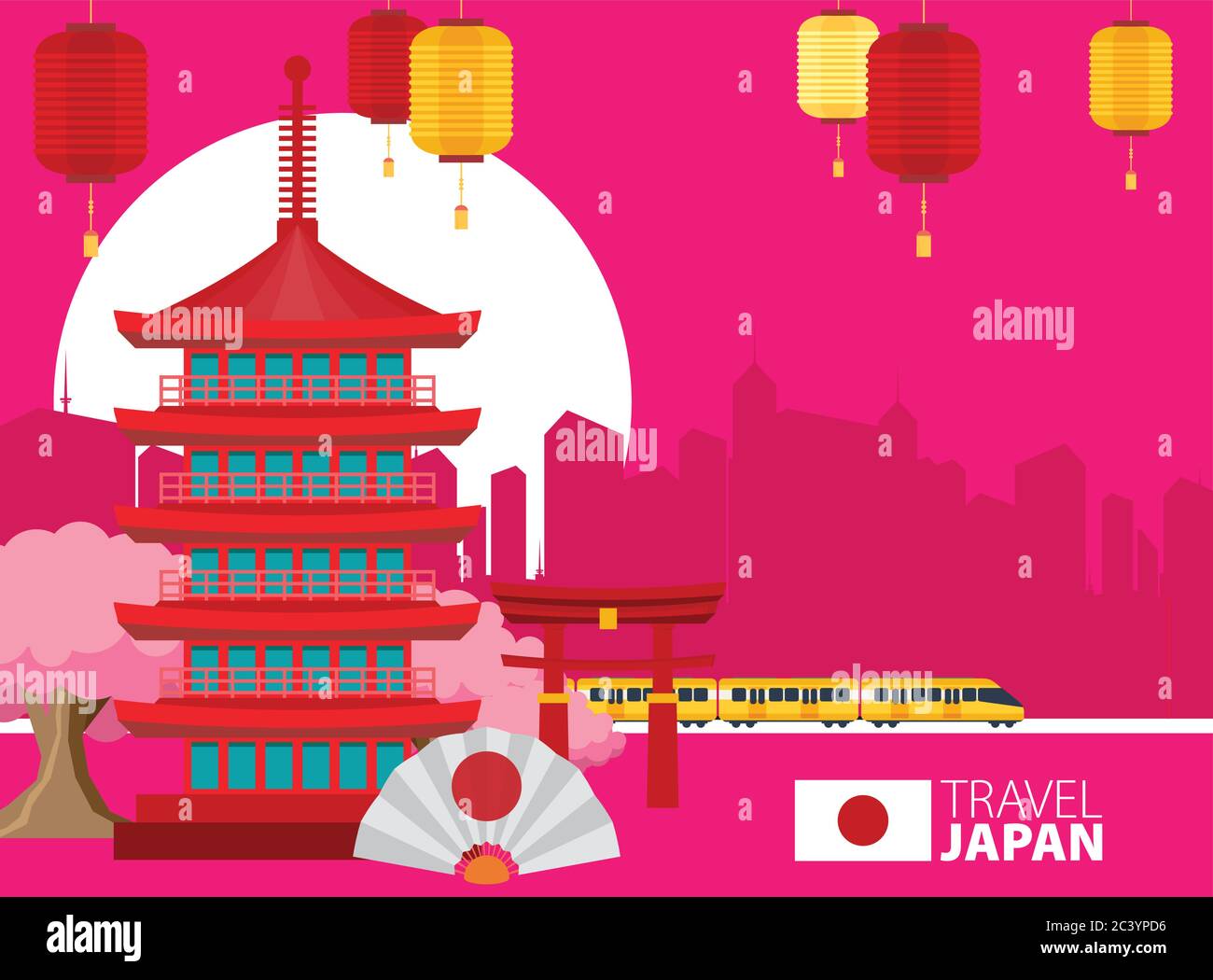 Flat design landscape of Japan illustration vector Stock Vector Image ...