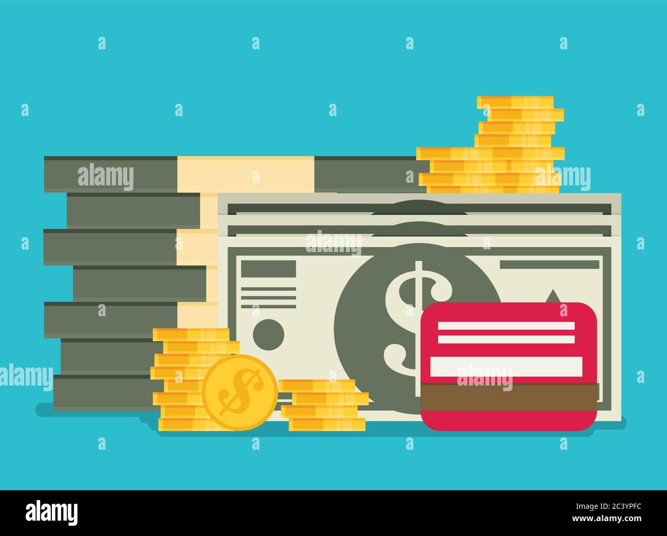 Cash vector illustration. Stack of cash design in flat style Stock ...