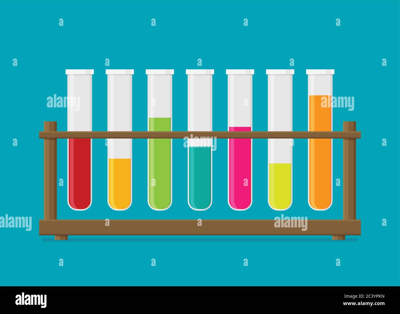 Flat vector multicolor test tubes liquid in rack Stock Vector Image ...