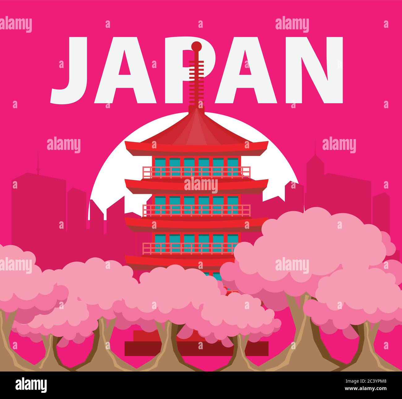 Flat design landscape of Japan illustration vector Stock Vector Image ...