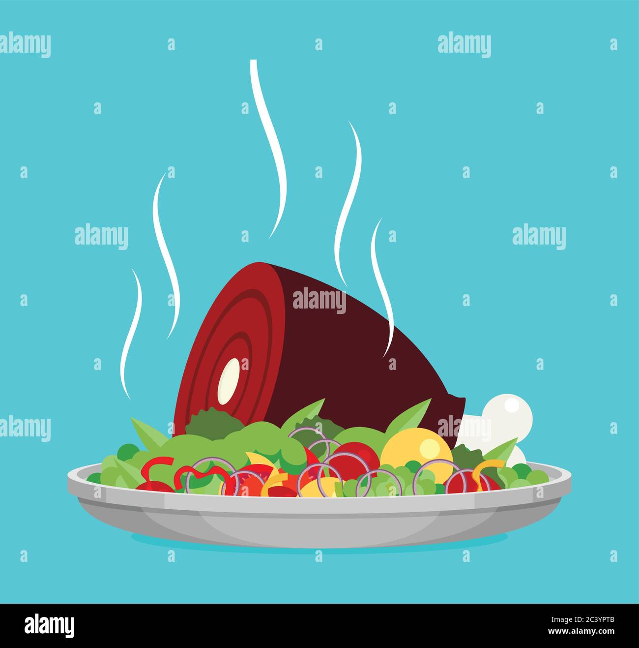 Vector flat illustration with hot cooked meat Stock Vector Image & Art ...