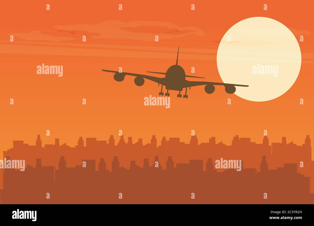 Aeroplane taking off sun Stock Vector Images - Alamy