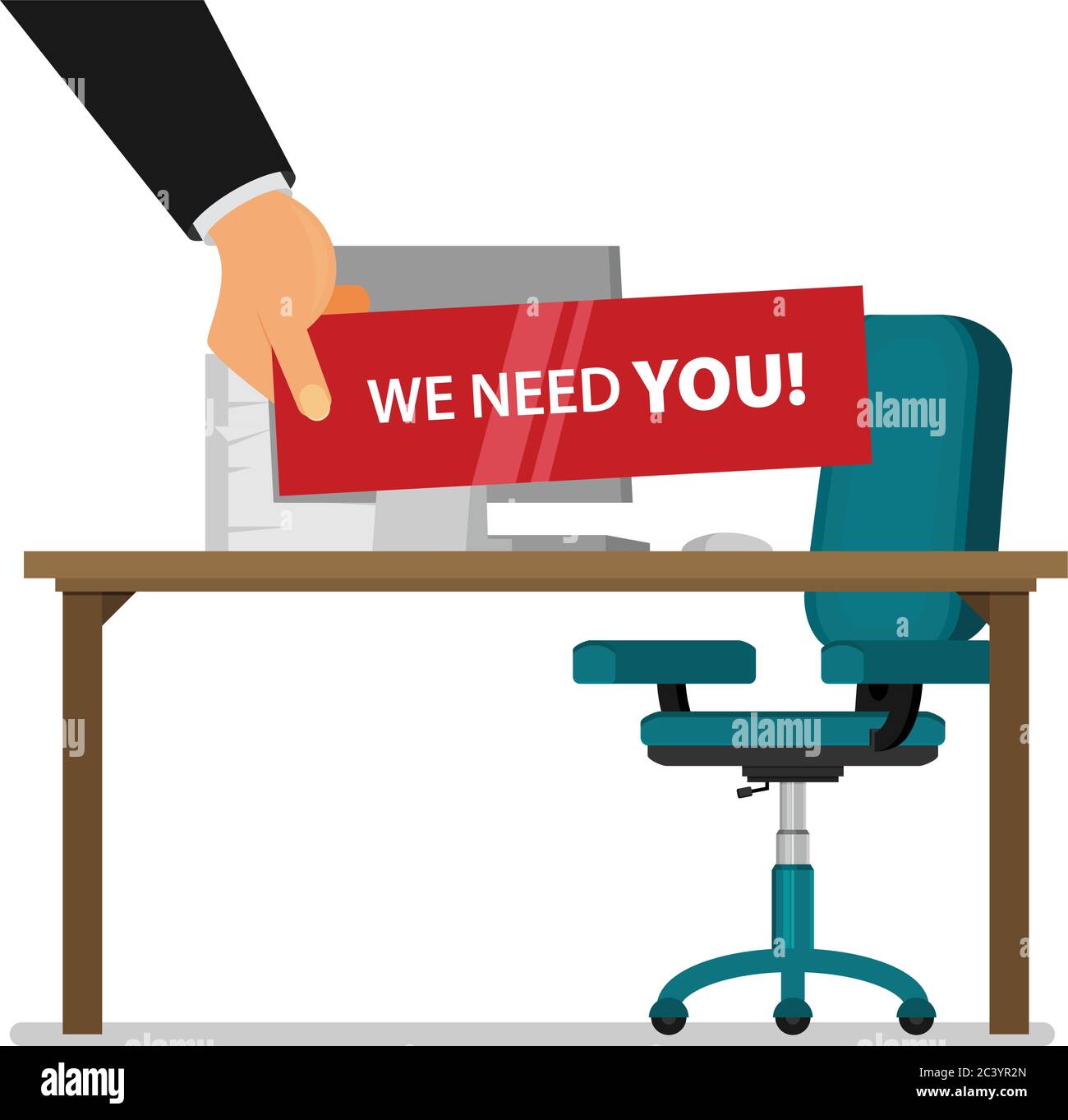 Hand holding a piece of paper with text We Need You, vector ...