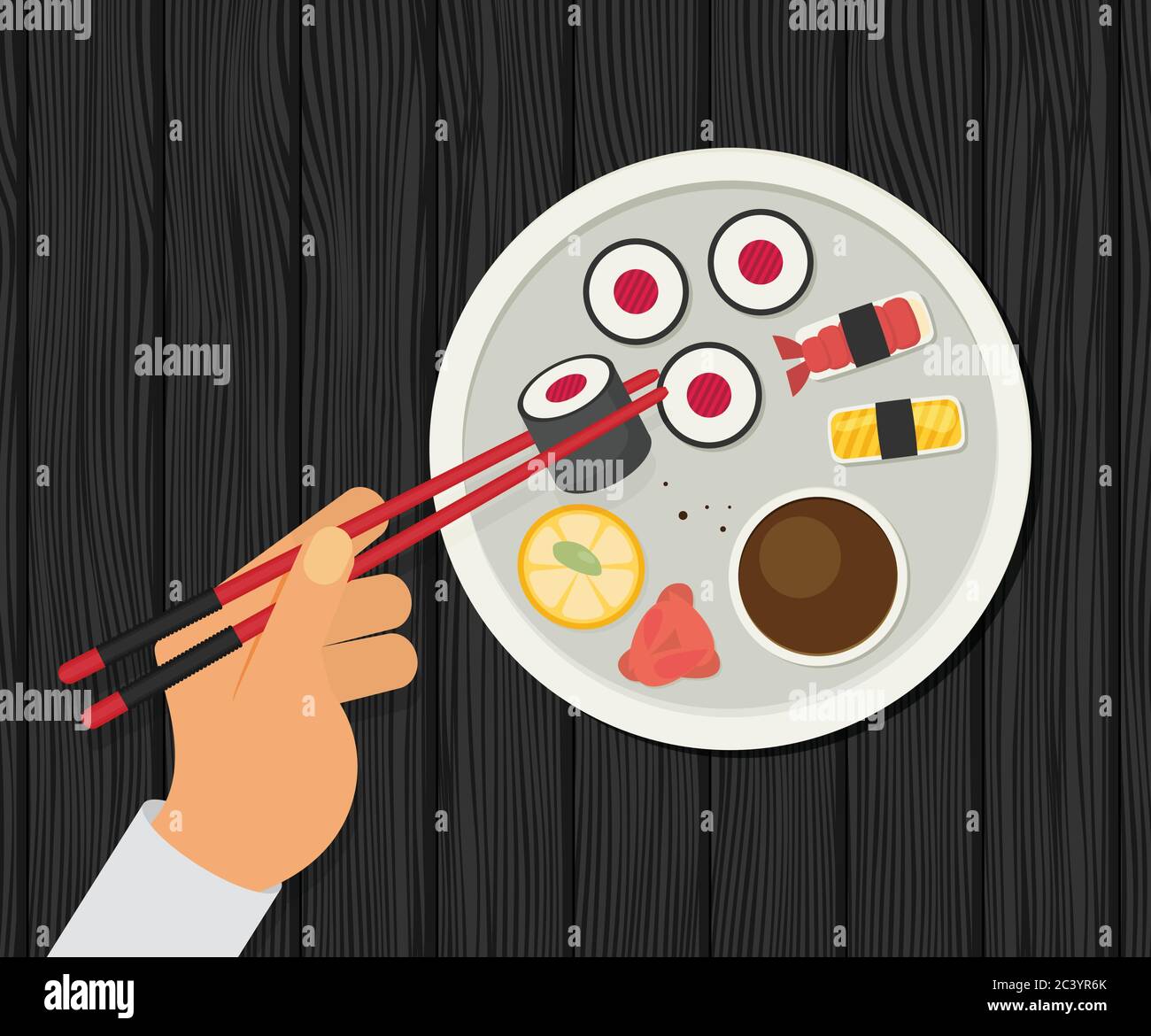 Eating sushi. Vector flat design Stock Vector Image & Art - Alamy