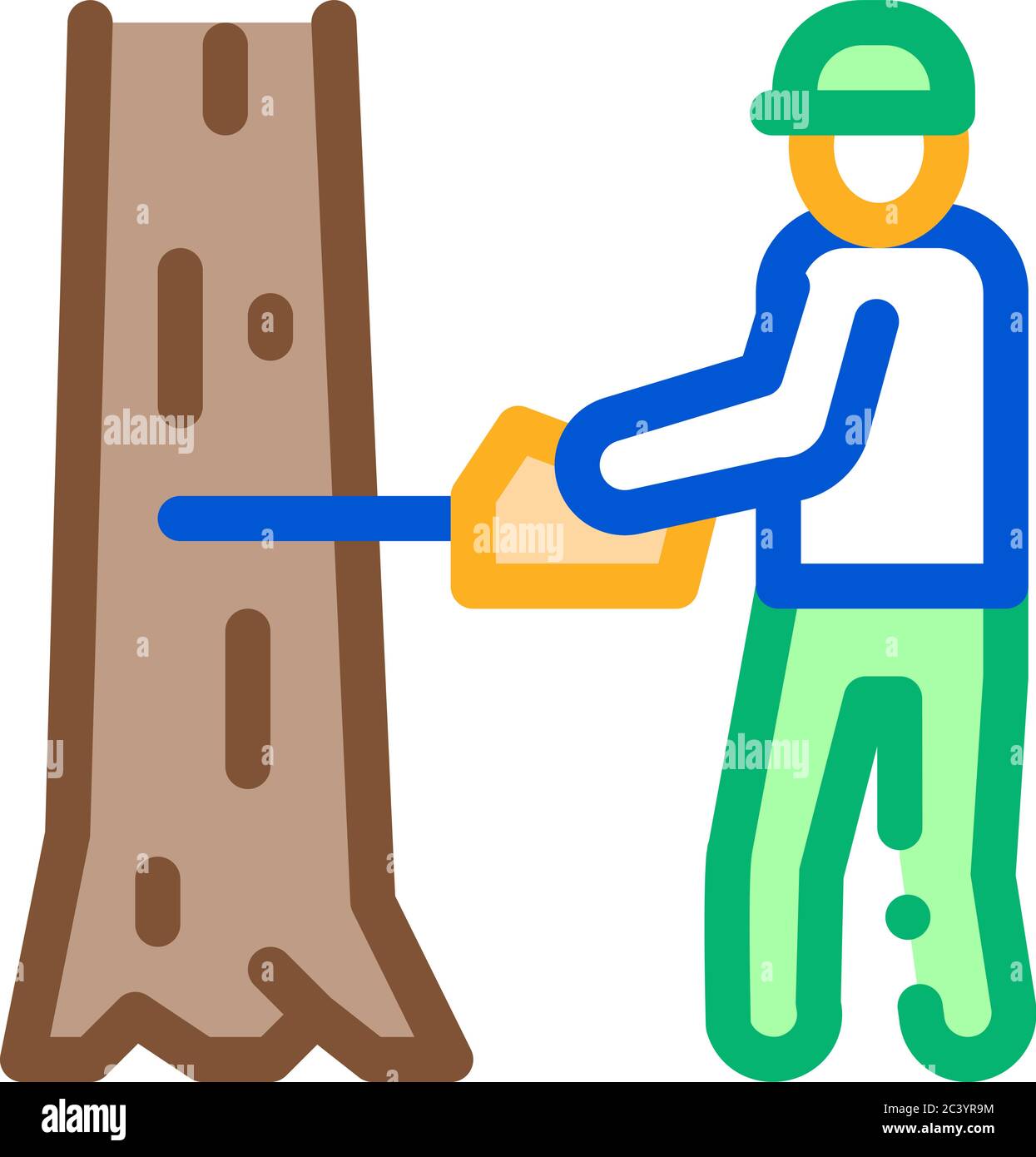 tree felling worker icon vector outline illustration Stock Vector Image ...