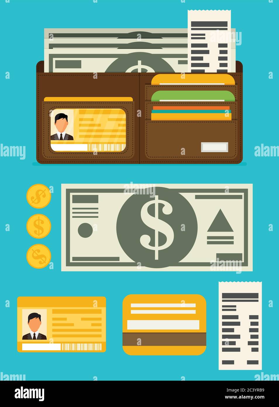 Bills and coins Stock Vector Images - Alamy