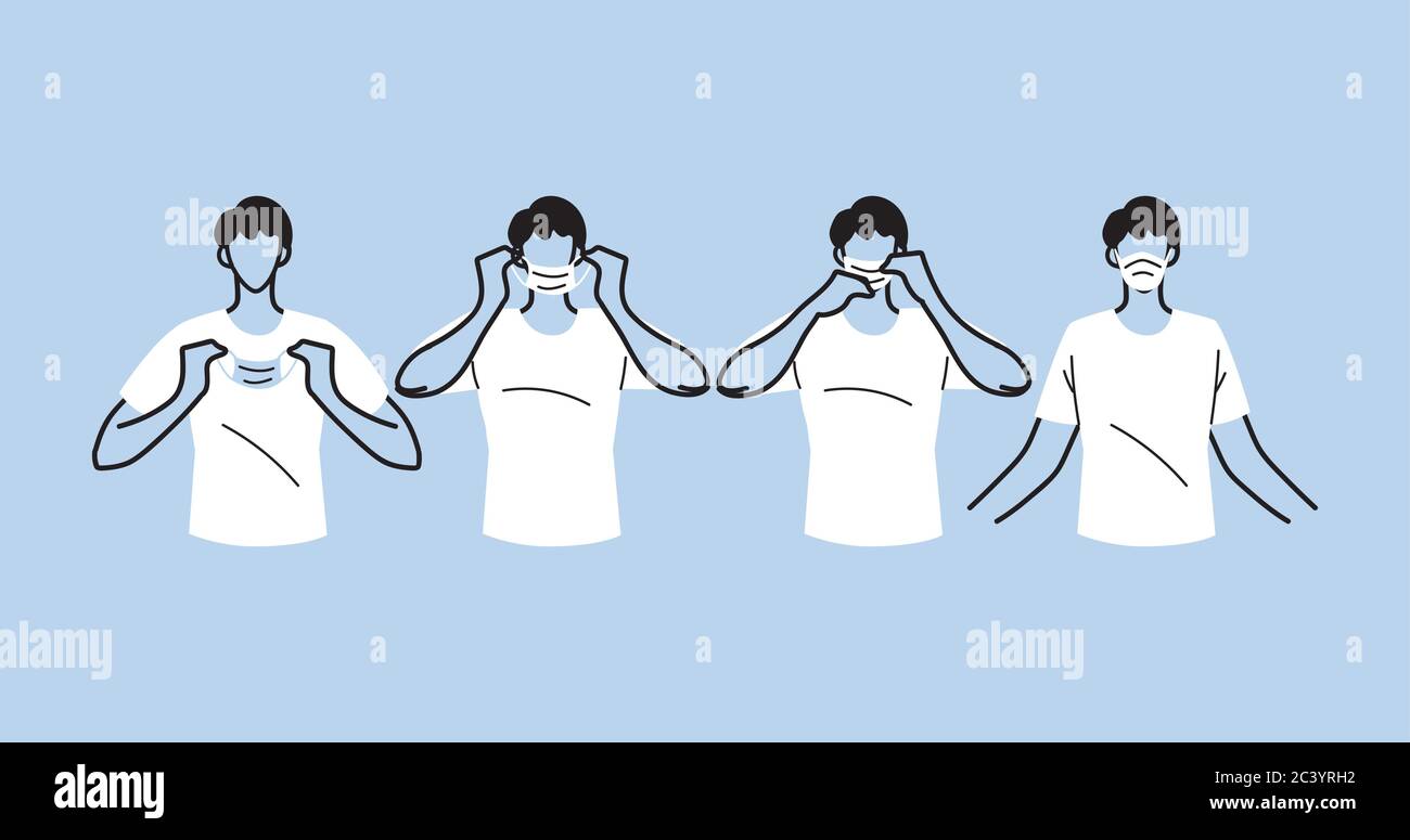 how to wear a mask correct, men presenting the correct method of ...