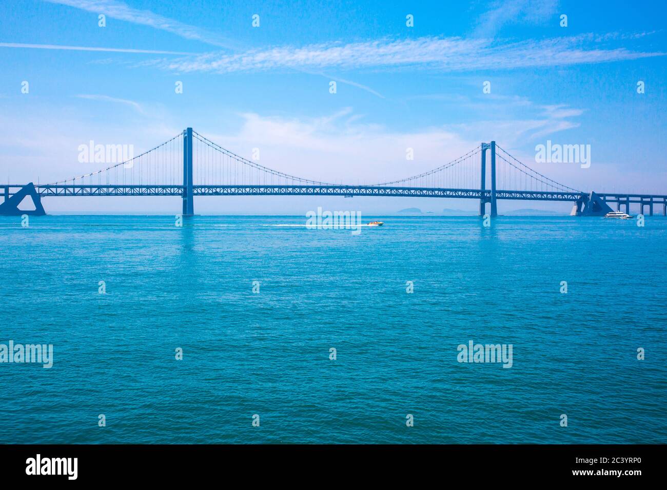Xinghai Square and Cross-sea Bridge in Dalian, China Stock Photo - Alamy