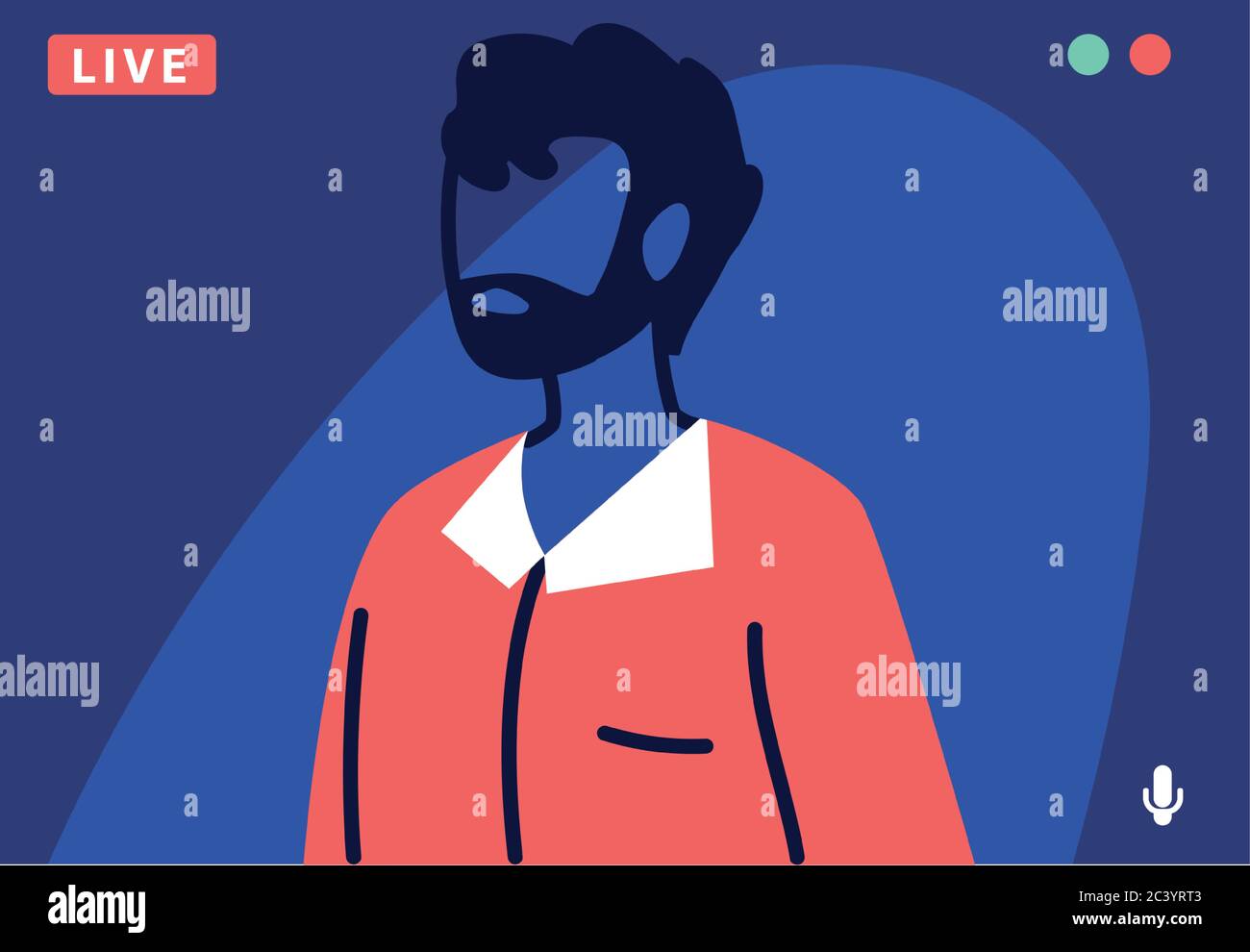 man on the computer screen in a live broadcast vector illustration ...