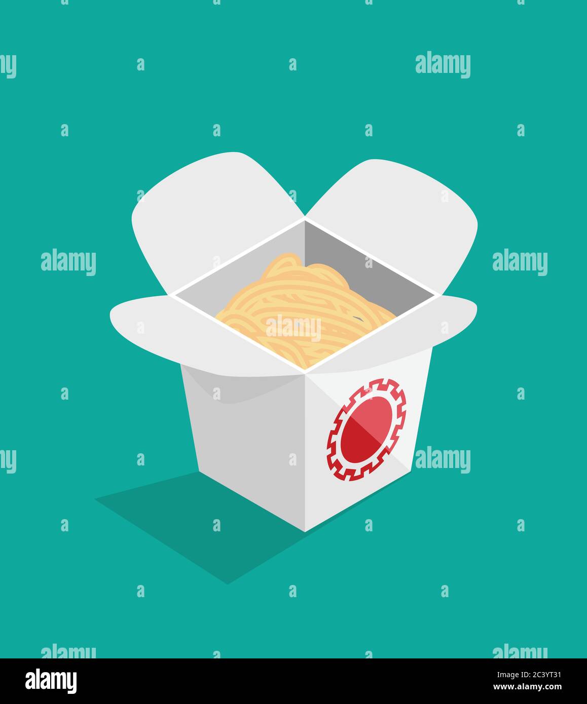 Chinese restaurant opened take out box filled with noodles Stock Vector ...