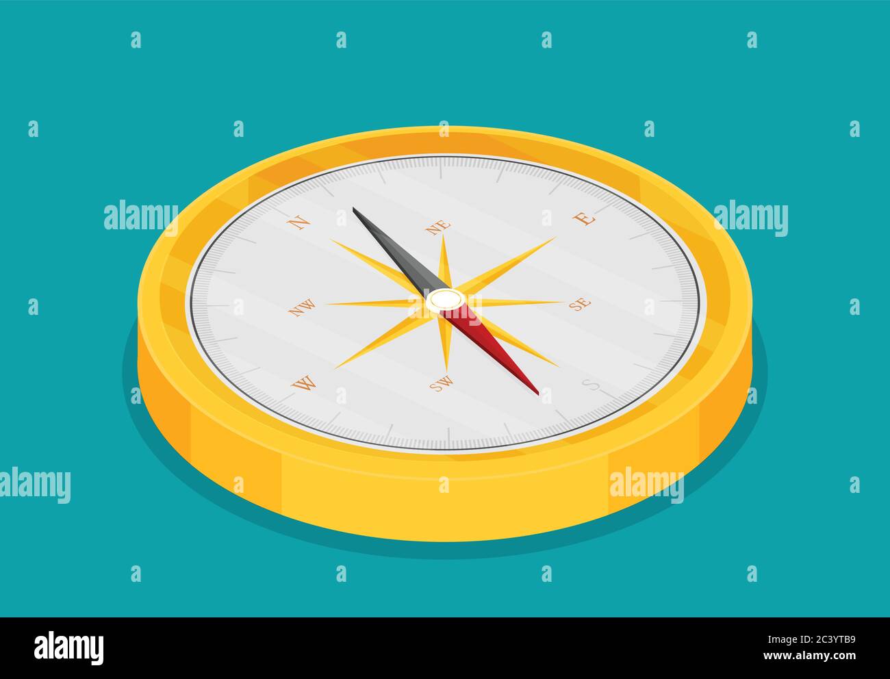 Compass icon on a color background. Isometric view. Vector art ...