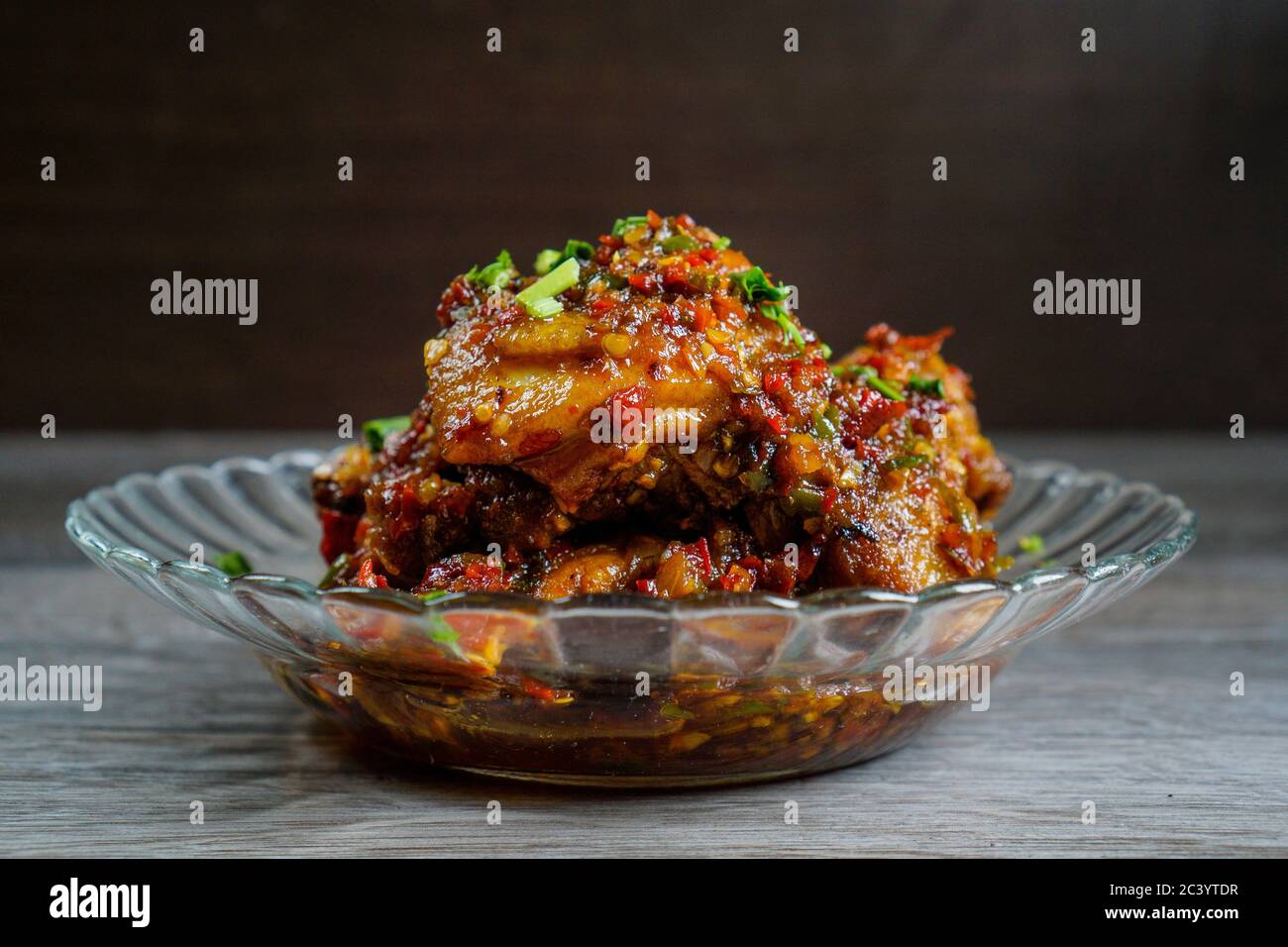 Succulent chicken meat with spicy and fragrant Balado sauce. Balado ...